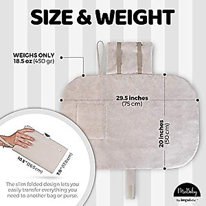 MoBaby Portable Changing Pad, Luxurious Soft-as-Suede Change Clutch, Oeko-TEX Certified, Machine Washable, Chic & Cushioned for Baby, Infant, & Newborn, Light Gray Color