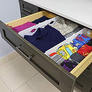 Home Basics 2 Piece Plastic Adjustable Drawer Dividers, White (1) | Organize Any Drawer | Great for Crafts, Accessories & Kitchens | Easy to Adjust to Size