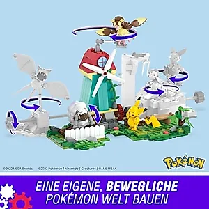 MEGA Pokémon Building Toys Set, Countryside Windmill with 240 Pieces, Motion and 3 Poseable Action Figures, for Kids