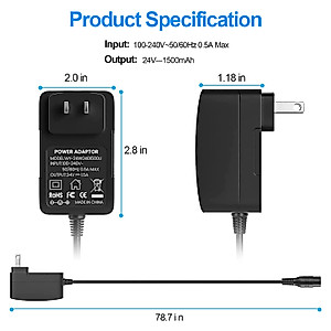 Fast Charging Scooter Battery Charger Standard 3-Prong Inline for Razor E100 E125 E150 E200S E175 E300 E500 MX350, Pocket Mod, Sports Mod and Dirt Quad, Charger Power Supply Cord