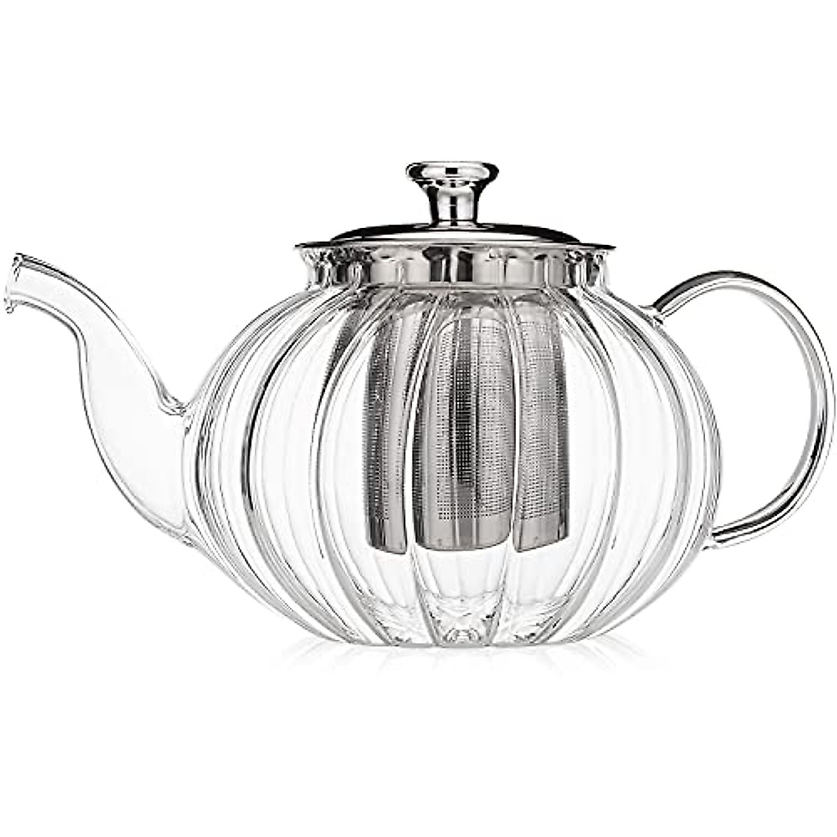 Teabloom Vienna Glass Teapot – Stain-Free Glass with Removable Loose Tea Infuser – Stovetop Safe – Dripless Spout – 24 oz / 700 ml (1-2 Cups)
