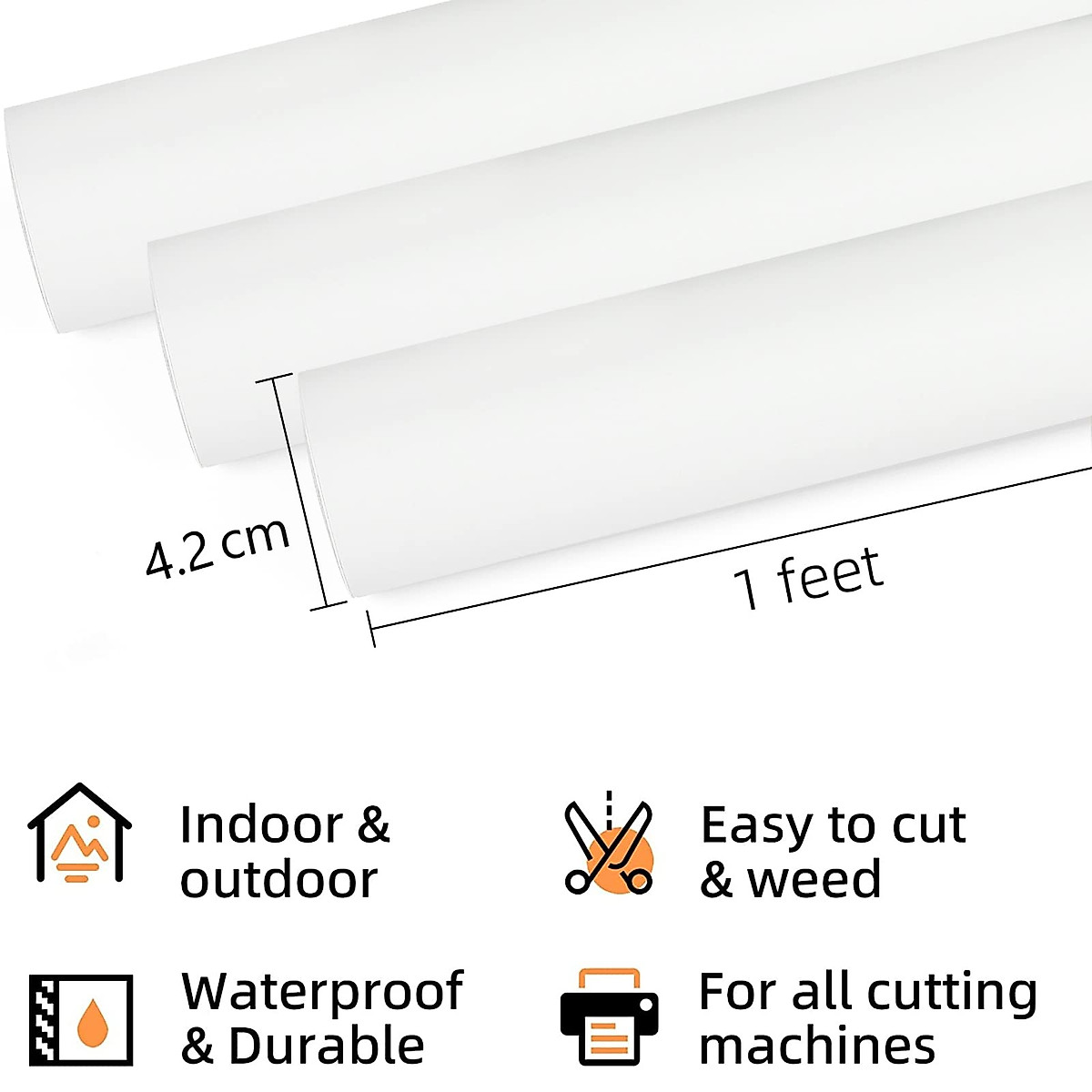 Prime Vinyl Matte White Permanent Vinyl Roll, 12" x 10 Ft Matte White Vinyl for Cricut- Self Adhesive Vinyl for Silhouette Cameo, Decor Sticker, Cutting Machine, Home Decal
