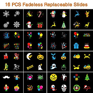 Christmas Projector Lights Outdoor, MOSSNDAR Waterproof Snowflake Projector with 64 HD Cartoons, Light Projector with Remote Control for Christmas Decorations Multiple Holidays Party Garden Landscape