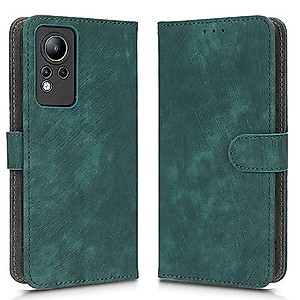 Case Compatible with Infinix Note 11 X663 X663B,Case with Card Slot.Wallet Design,RFID Protection.Standable Flip Case Green