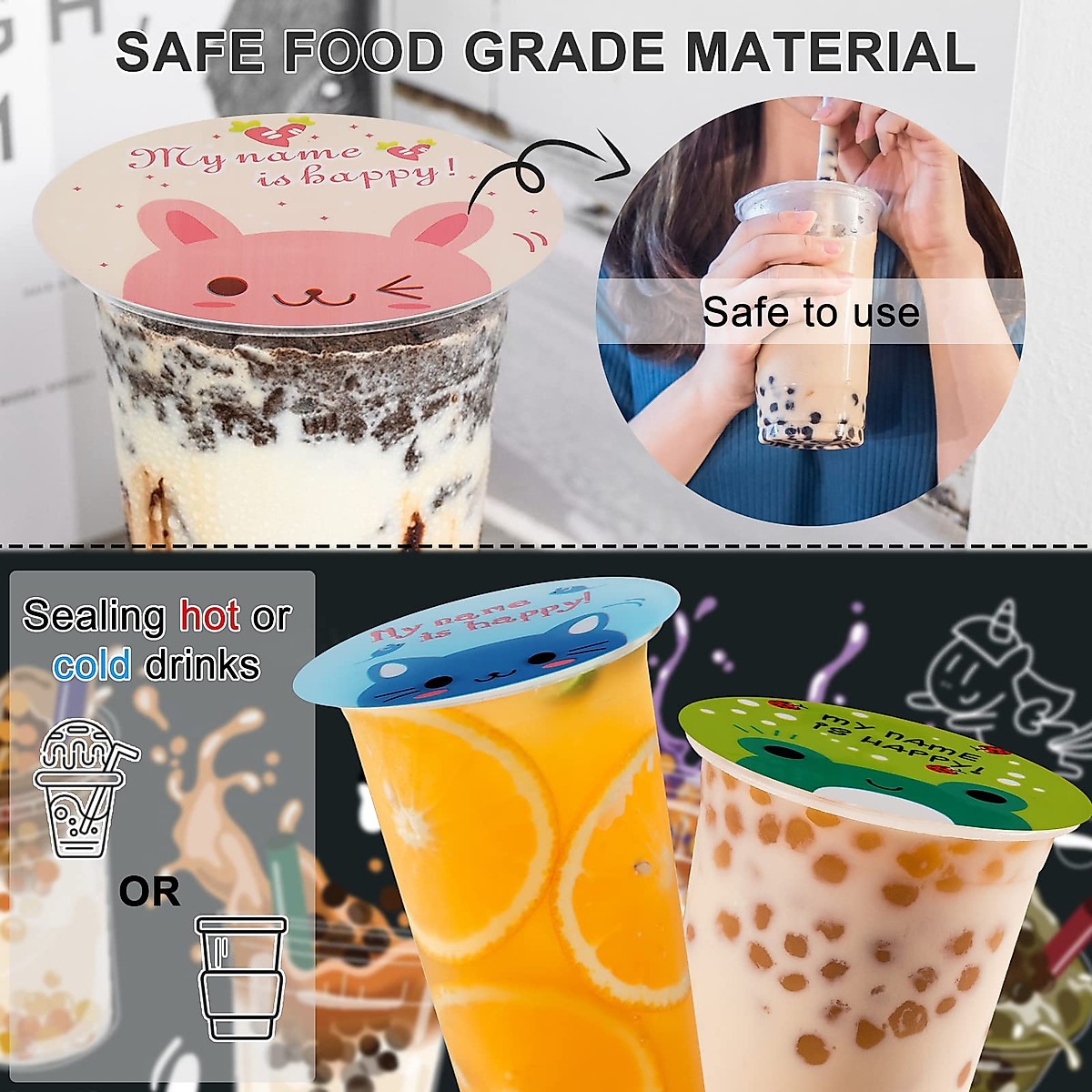 Tragaomx Cup Sealing Film Sealer Film Roll For Cup Sealing Machine For Bubble Tea Boba Cup Sealing Seal Film For 90-105mm PP Cup Sealing Film