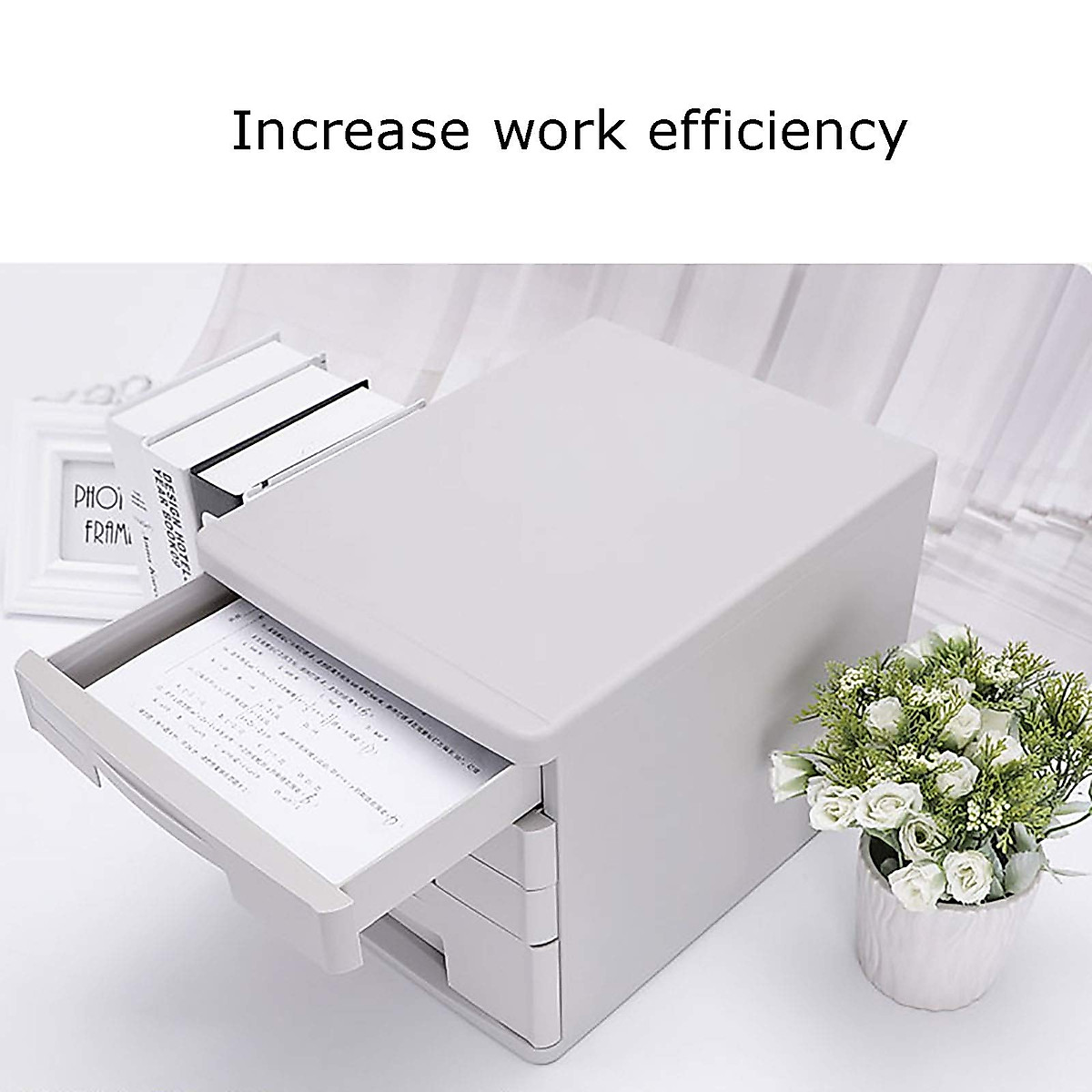 LEYT File Drawer Desktop - 4/5 Drawers File Cabinet, for Office Supplies, Desk Accessories, PP Material Durable and Pollution Free. (Size : 4 Draws)