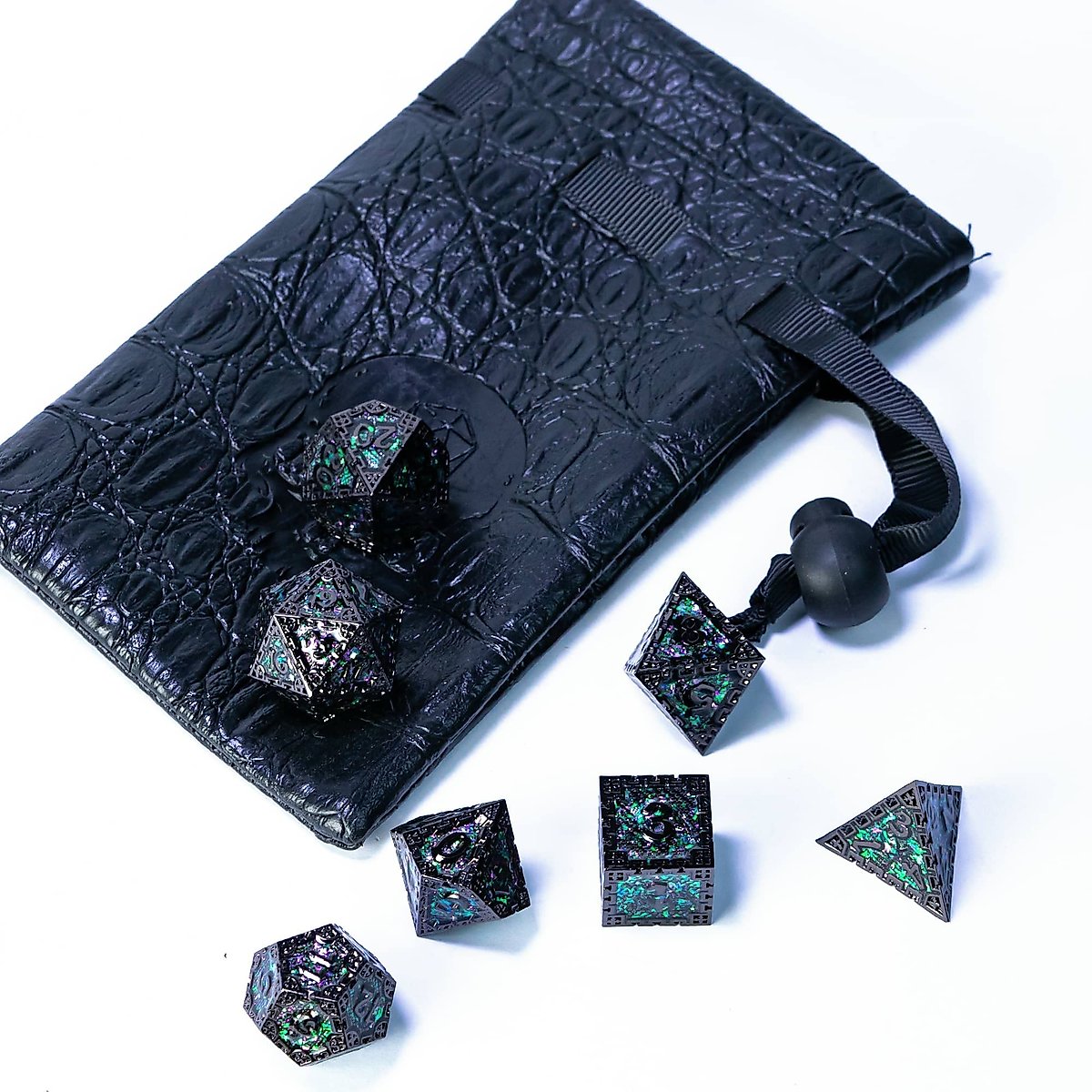 UDIXI Metal DND Dice Set, 7PCS Polyhedral D&D Dice Set Dragon d and d Dice for Dungeons and Dragons Role Playing Dice Game and Other Tabletop Game (Black 12)