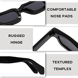 SHEEN KELLY Retro Thick Rectangular Sunglasses For Men Women Trendy Chunky Square Frame Tinted Lens Fashion Cute Eyewear