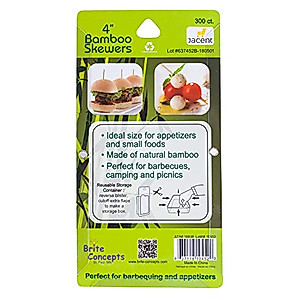 Jacent 4 Inch Appetizer Bamboo Skewers. 300 Count per Pack, 1-Pack
