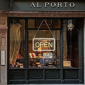 LED Open Signs for Business, 16"x 9" Neon Open Sign, High Brightness Warm White Light Up Sign with Chain, for Small Business, Store, Bar, Hotel, Cafe, Florists