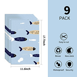 9 Pcs Refrigerator Liners Mats, Washable Refrigerator Shelf Liners Non-Slip Fridge Liner Refrigerator Mats, Can Be Cut Oilproof Drawer Shelf Cabinet Liner for Kitchen Gadgets 17.7"x11.8" (Orange)