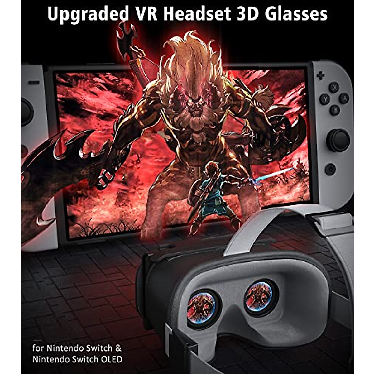 Switch VR Headset Compatible with Nintendo Switch & OLED, Upgraded with Adjustable HD Lenses, Virtual Reality Glasses for Original Nintendo Switch & Switch OLED Model, Switch VR Kit, Switch 3D Goggles