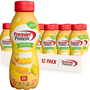 Premier Protein Shake, Limited Edition, Lemon Bar, 30g Protein, 1g Sugar, 24 Vitamins & Minerals, 11.5 oz, 12 Pack