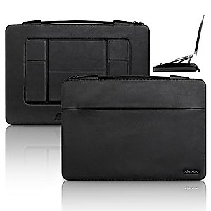 Nillkin Laptop Sleeve Case with Laptop Stand and Handle - 14 inch Laptop Bag PU Leather Case Compatible with 13/13.3-14 inch MacBook Air, HP, Dell,Samsung Chromebook Asus Notebook, Dark Black