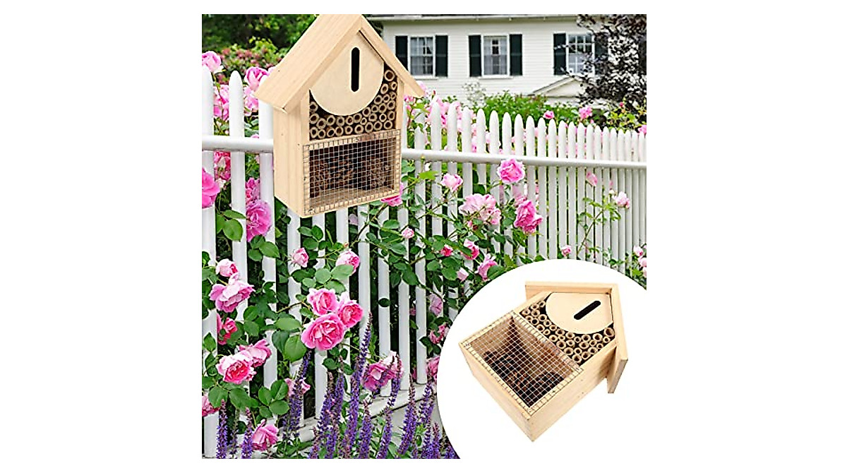 Happyyami Mason Bee House for Pollinators Garden Enhancer