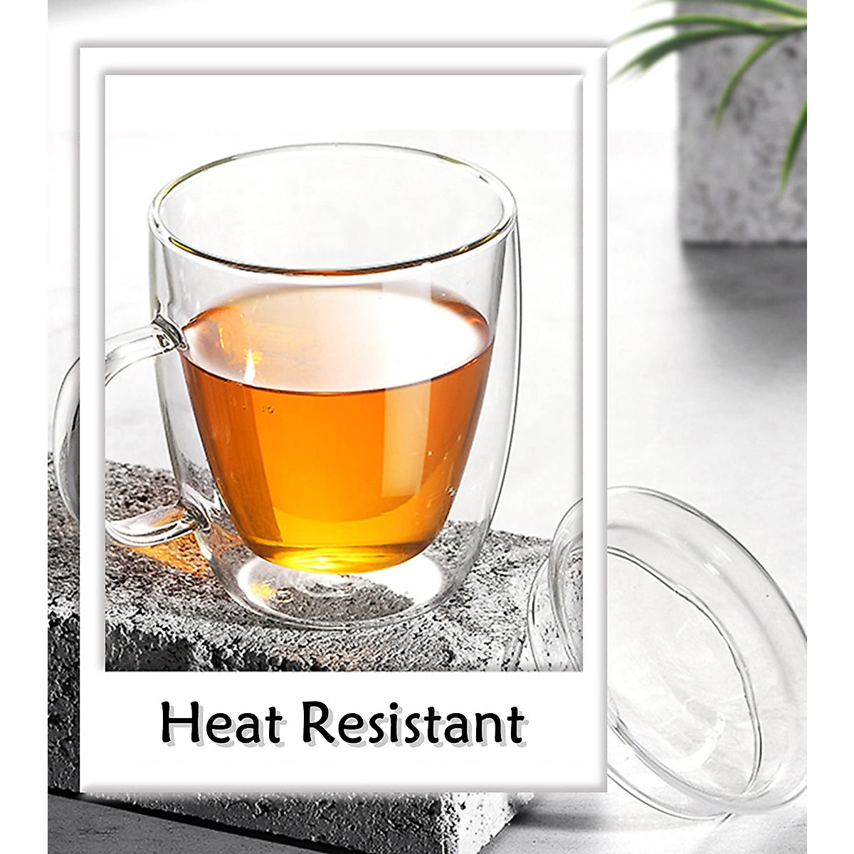 Insulated Coffee Mug With Handle And Lid 16 oz Double Wall Espresso Cups Double Layer Glass Mug Cold Heat Resistant Cup Tea Mug Milk Cup Coffee Cup Wine Glasses