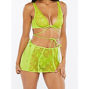 Savage X Fenty, Women's, Caged Lace Skirt, Fuji Apple Green, M