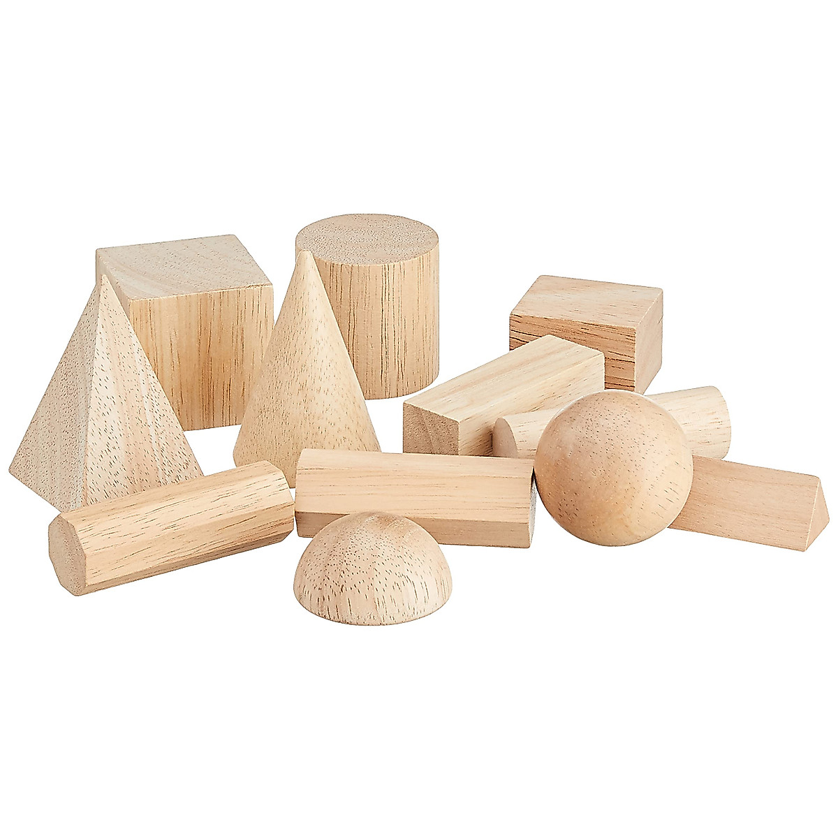 Learning Resources Geometric Solids, Wooden Shapes, Set of 12 Geometric Shapes, Ages 6+, Multi-color