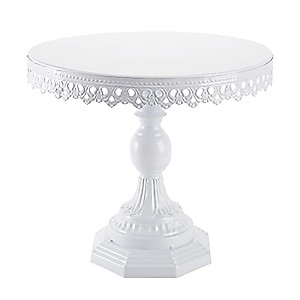 YOUEON Set of 3 White Metal Cake Stands Set, 8/10/12 Inch Round Metal Cupcake Display Stands Dessert Display Stand for Weddings, Birthday, Parties, White, Octangular Pedestal