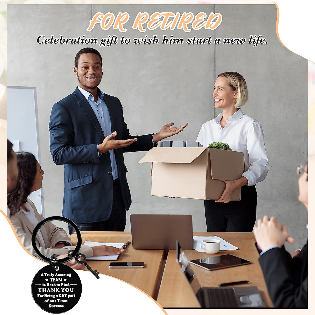 Yinkin 36 Pcs Employee Appreciation Gifts Thank You Coworker Keychain Gifts with Organza Bags and Thank You Cards(Black)