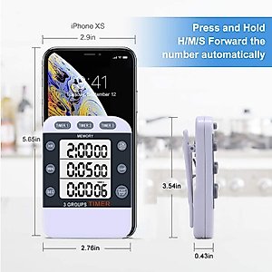HomeMall Digital Dual Kitchen Timer, Cooking Timer, 3 Channels Count Up ＆ Down Timer with Magnetic Back, Large Display, Adjustable Volume, ON/Off Switch Stopwatch, Battery Included