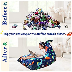Jorbest Stuffed Animal Storage Bean Bag Chair for Kids Adults, Stuffed Animal Bean Bag Storage, Dinosaur Bean Bag Stuffed Animal Storage, Dinosaur Kids Bean Bag Chair Cover - Cover ONLY (200L/52 Gal)