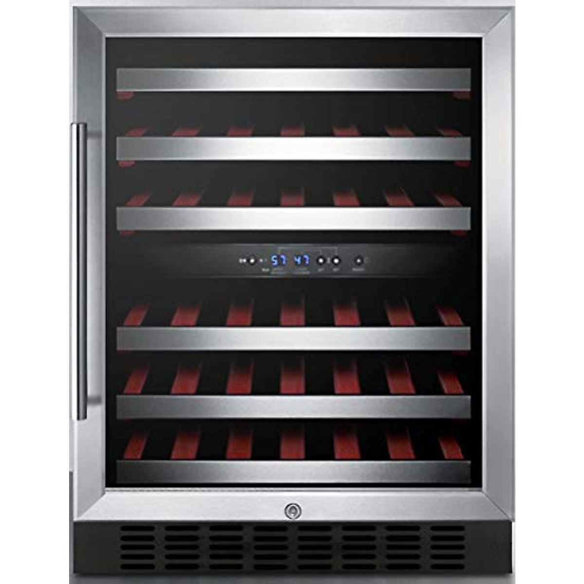 Summit SWC530BLBISTADA 24"" Wine Cooler with 46 Bottle Capacity Digital Thermostat Factory Installed Lock in Stainless Steel