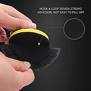 SPTA 3 Inch (75mm) Wool Buffer 3" Wool Buffing Pad Lambwool Wool Buffing polishing Pads, 6 Pcs Kit with Hook & Loop 5/8"-11 Thread Drill Adapter for Car Polishing and Buffing