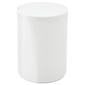 mDesign Plastic Small Slim Round 1.7 Gallon/6.5 Liter Trash Can with Removable Swing Lid - Wastebasket, Garbage Container Basket Bin for Master/Guest Bathroom - Holds Rubbish/Recycle - White