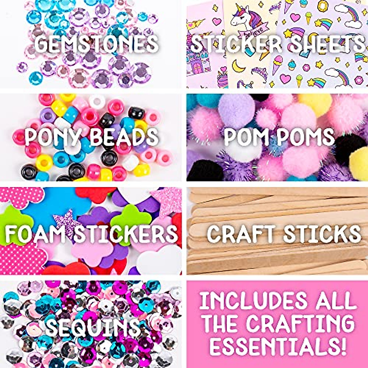 Made By Me Ultimate Craft Box, Unicorn Craft Kit, 1000 Piece Set, Reusable Storage Case, Preschool Arts & Crafts Projects, Great for Group Projects, Craft Box for Kids