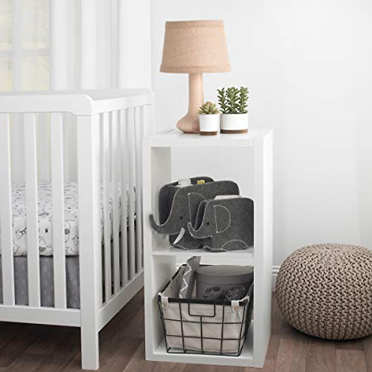 Little Love by NoJo Grey Felt Elephant Shaped Nursery Storage Caddys, Grey