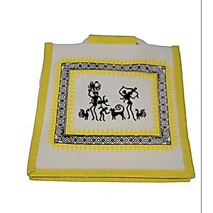 FestiveVibe- Burlap bags with handles| Jute Bag with Warli print | Jute Bag | Jute Lunch Bag | Printed Jute Bags|Return Red Yellow Orange Green Blue