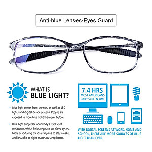 DOOViC Computer Reading Glasses 4 Pack Blue Light Blocking Glasses Anti Eyestrain Flexible Lightweight Readers for Women Men 2.25 Strength