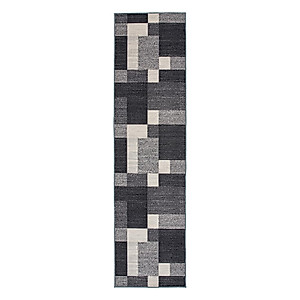 Modern Boxes Design Non-Slip (Non-Skid) Area Rug Runner 2' X 7' (22" X 84") Gray