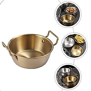 Stainless Steel Bowl with Handle Fruit Salad Bowl Saucepan Milk Pot Small Cooking Pot French Fries Fast Food Basket Snack Bowl Food Serving Bowl for Hot Dogs Deli Chicken Burgers Sandwiches 12cm