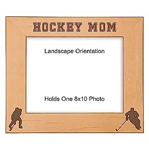 PrecisionNC Engraving Gift For Mom Hockey Mom Engraved Wood Picture Frame (8x10 Landscape)