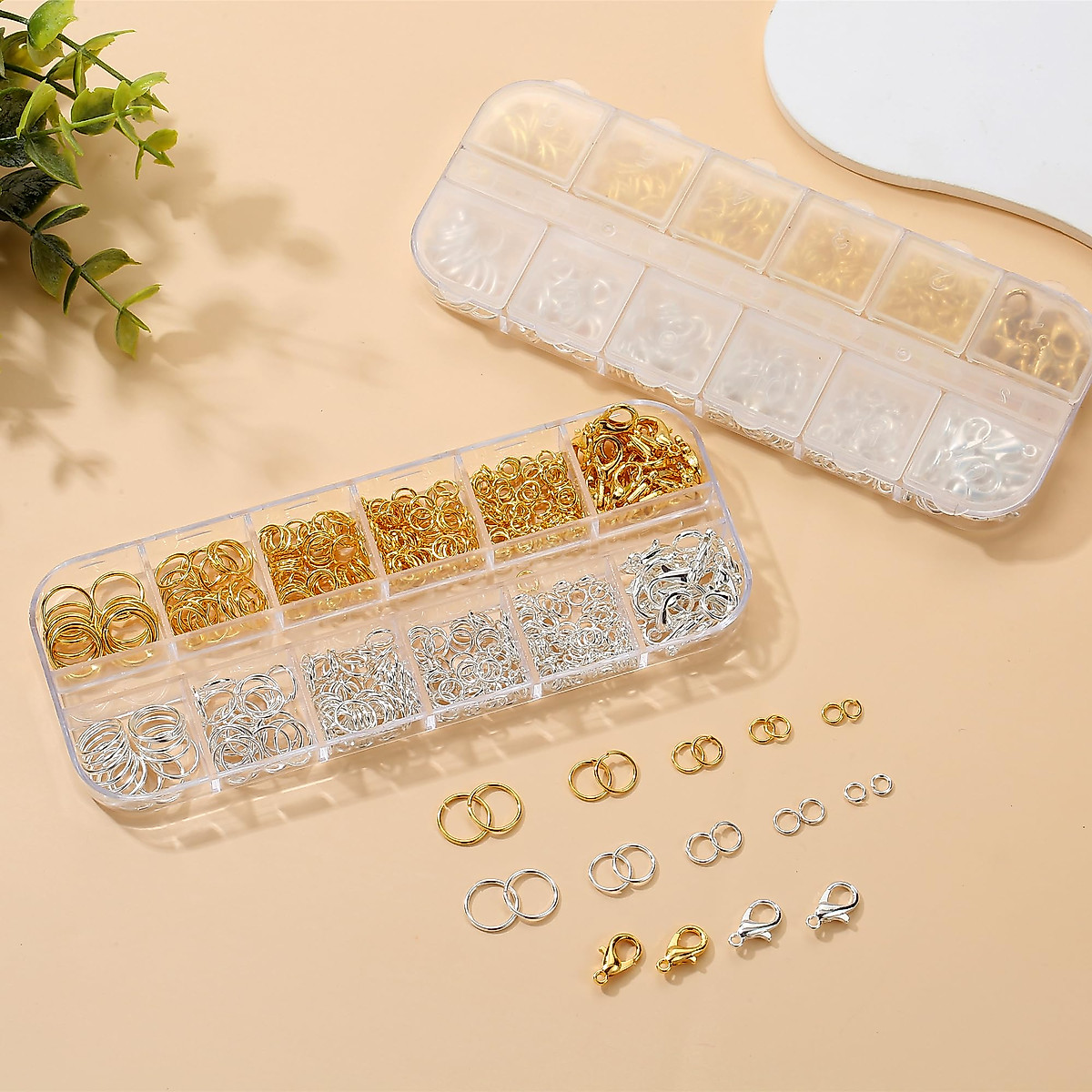 KOPOX 5 Sizes Silver and Gold Open Jump Rings, 500PCS O Rings and Lobster Clasps, Small and Large Jump Rings for Jewelry Making and Keychains