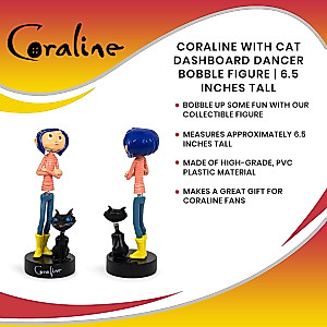 Surreal Entertainment Coraline with Cat PVC Bobble Figure Statue | Collectible Bobblehead Action Figure, Desk Toy Accessories | Novelty Gifts for Home Office Decor | 6.5 Inches Tall