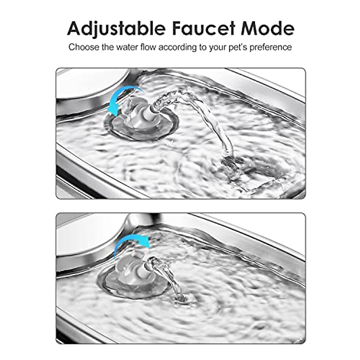 OlarHike Cat Water Fountain Stainless Steel, 61oz/1.8L Dog Water Bowl Dispenser Automatic Pet Water Fountain with Quiet Pump, Dishwasher Safe Design & Adjustable Water Flow for Cats, Dogs