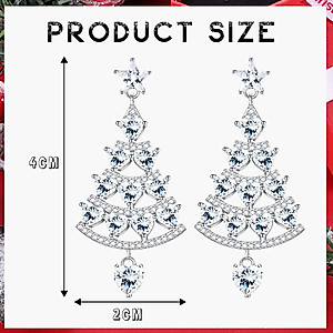 1 Pair Christmas Tree Earrings, Dangle Earrings for Women Crystal Shiny Zircon Christmas Tree Earrings, Christmas Jewelry Gift for Women Girls