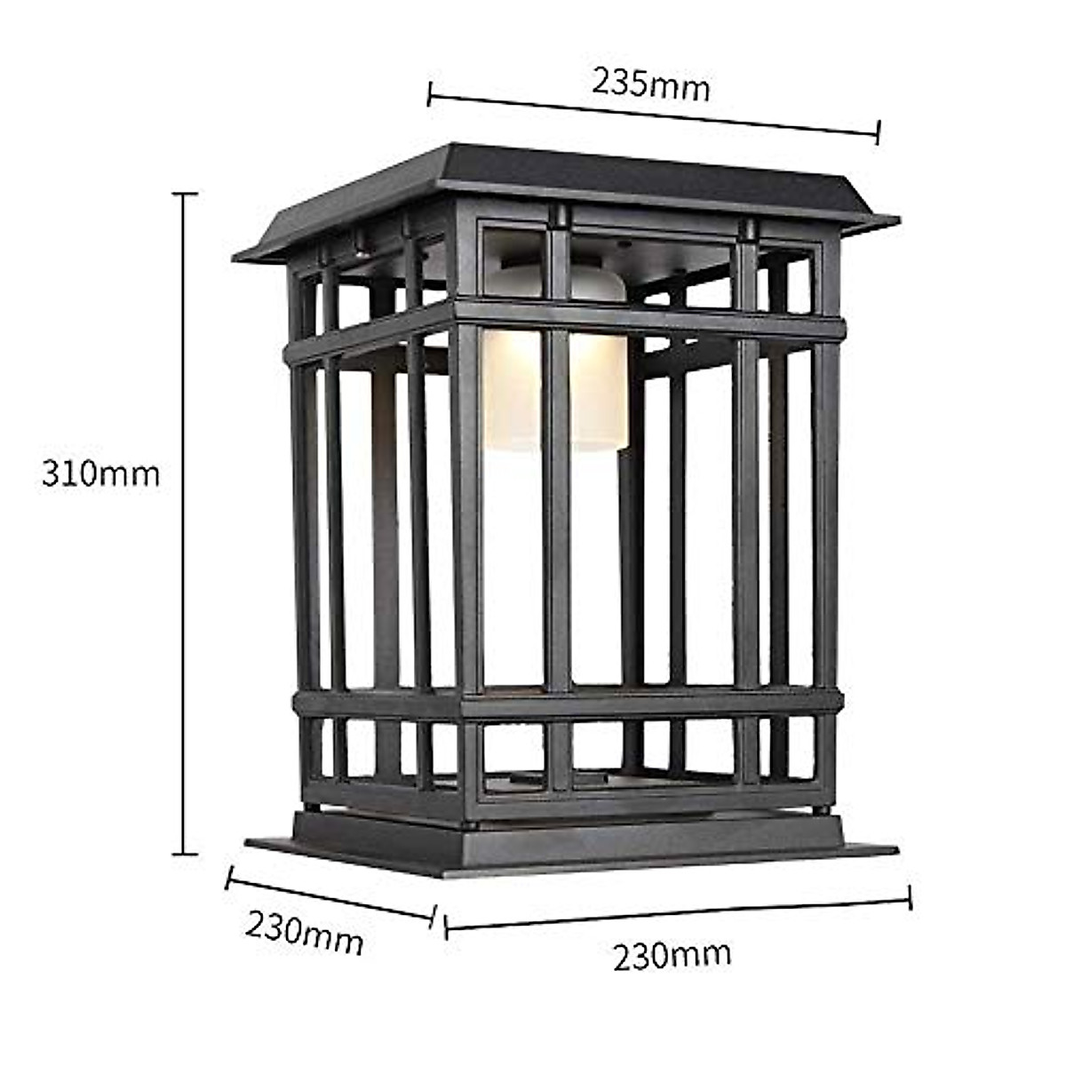 ZMY IP55 Waterproof Door Exterior Pillar Light Rainproof Aluminum Post Lighting Lawn Garden Retro Column Lantern Solar Outdoor Home Landscape Pathway Fixture