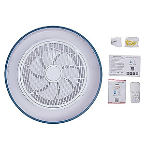 Xuthusman Dimmable Round Ceiling Fan Light LED Ceiling Fan lamp Star 3 Speed 3 Color+Remote Diameter 55cm 64W 110V