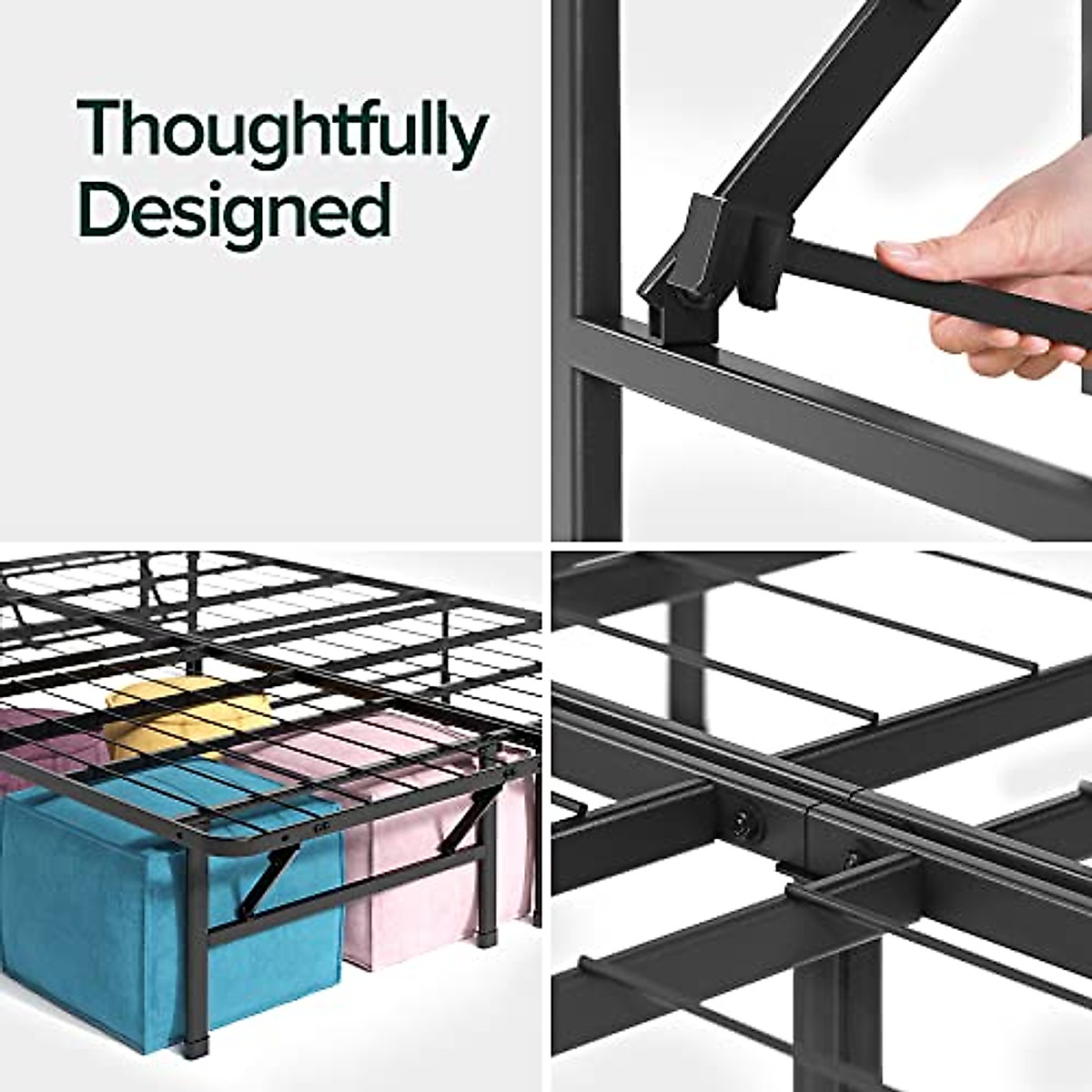 ZINUS SmartBase Mattress Foundation with Headboard / 14 Inch Metal Platform Bed Frame / No Box Spring Needed / Sturdy Steel Frame / Adjustable Headboard Height, Queen