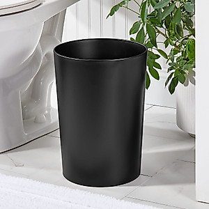 mDesign Stainless Steel Round Metal Trash Can, Small 4 Gallon Wastebasket, Garbage Basket Bin for Bathroom, Bedroom, Kitchen, or Home Office, Holds Waste and Recycle, Mirri Collection, Matte Black