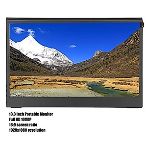 13.3 Inch Gaming Monitor, Portable Monitor Full HD 1080P Multiple Display Modes HDR Technology for Computer for Mobile Phone for Laptop 