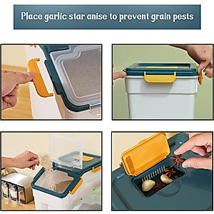 Rice Storage Container 50 lbs, 2 Pack Airtight Flour Storage Containers Bin with Measuring Cup & Scoop, BPA Free Plastic Rice Dispenser for Flour, Rice, Grain Holder Nuts and Dog Food - Dark Blue