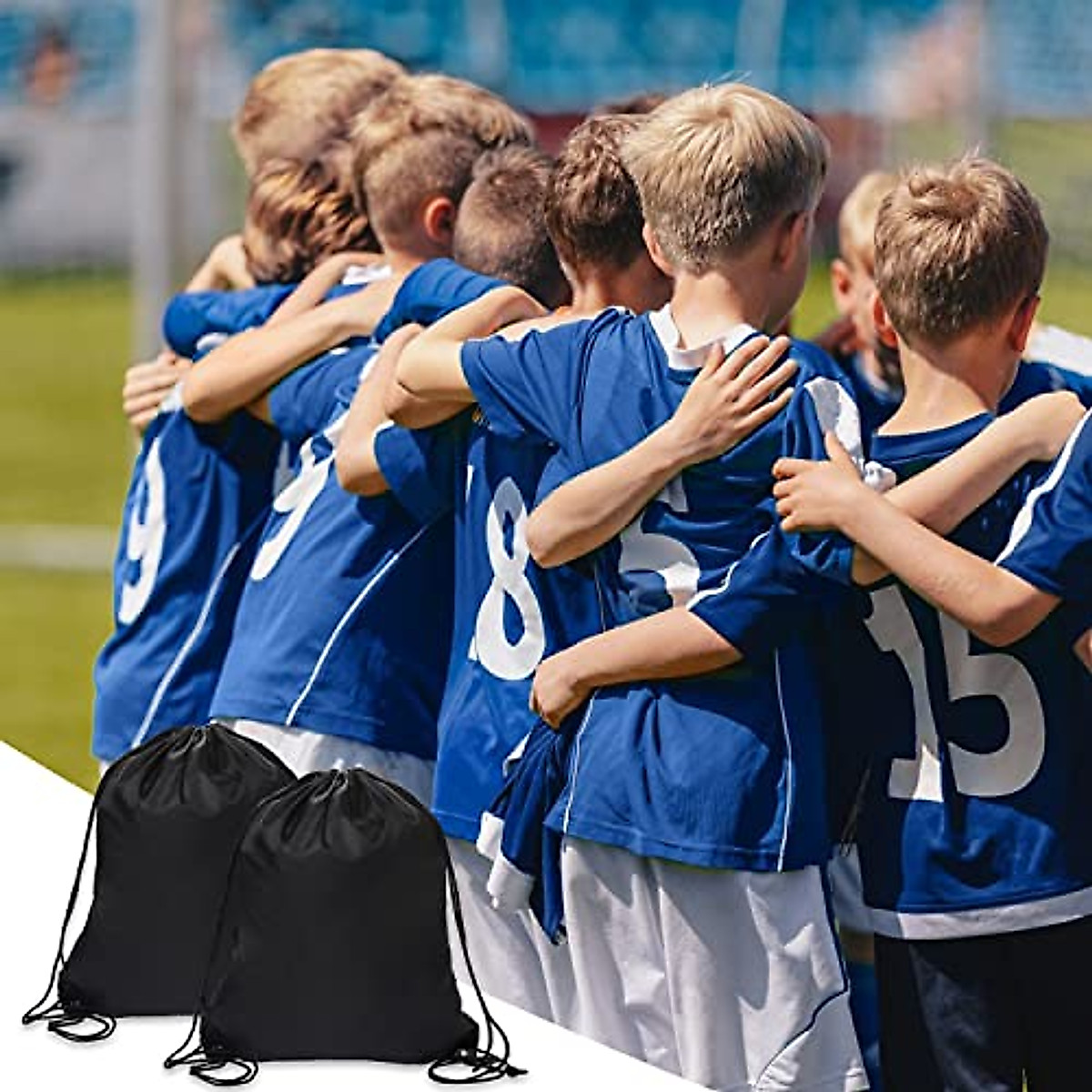 Sliverdew 2 Pcs Drawstring Backpack Bags Sports Cinch Sack String Bags Black Dark Blue Drawstring Gym Bag Draw String Backpack Bulk Swimming String Bags