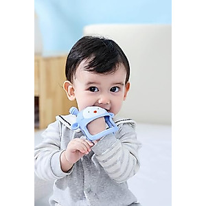 Silicone Baby Teething Toy Never Drop Infants Toys Baby Teether Infant Rattling Teether Soothing Pacifier Teething Toys for Babies 6-12 Months BPA Free 2 Pack Yellow&Blue