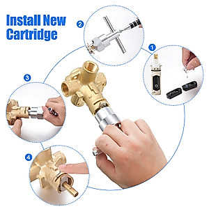 Enhon 1222 Replacement Cartridge Compatible with Moen with Puller, Tub Shower Cartridge Replacement Kit for One Handle Posi-temp Faucet (1 Set)