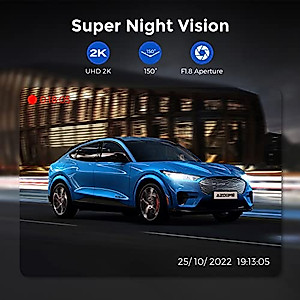 AZDOME 2K Dash Cam, Built in WiFi, Dashboard Camera with QHD 2560x1440P, M27 Car Camera, Dashcams for Cars with 3" Display, WDR, Night Vision, Parking Monitor, G-Sensor